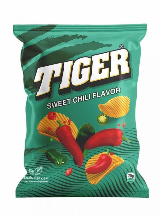 Kjøp Tiger Chips Sweet Chili 70g hos Coopers Candy - Godteri på nett