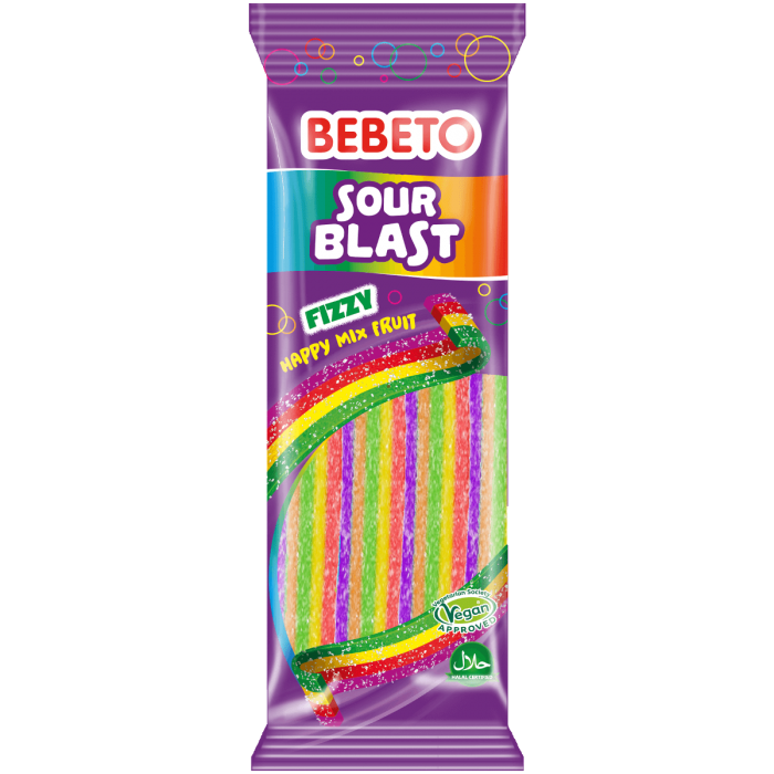 Kjøp Bebeto Sour Blast - Fizzy Mix Fruit 180g hos Coopers Candy ...