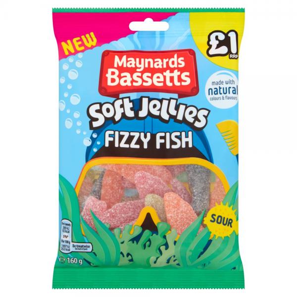 Kjøp Maynards Bassetts Fizzy Fish Sweets Bag 160g hos Coopers Candy ...