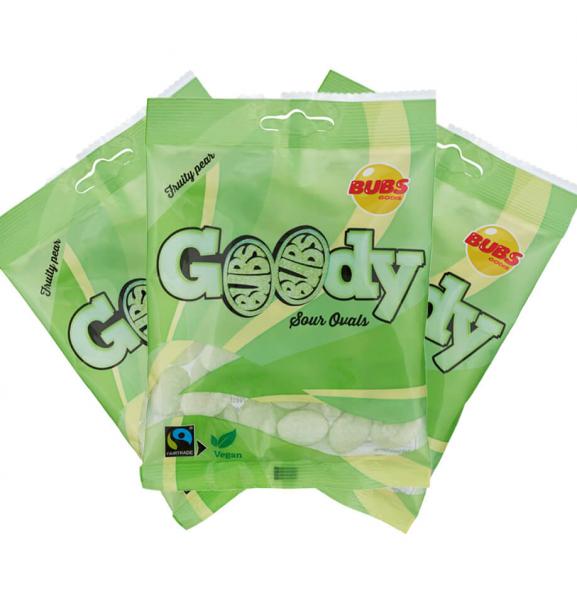 Kjøp Bubs Goody Fruity Pear Sour Ovals 90g x 3st hos Coopers Candy ...