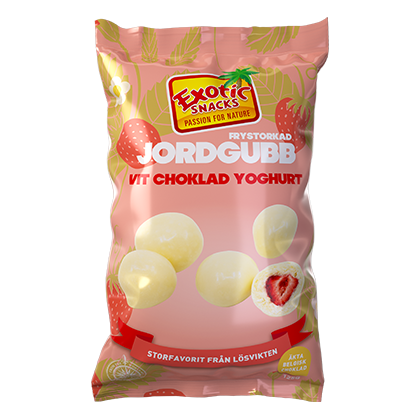 Kjøp Exotic Snacks Frystorkad Jordgubb Vit Choklad Yoghurt 145g hos ...