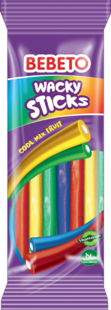 Kjøp Bebeto Wacky Sticks - Cool Fruit Mix 180g hos Coopers Candy ...