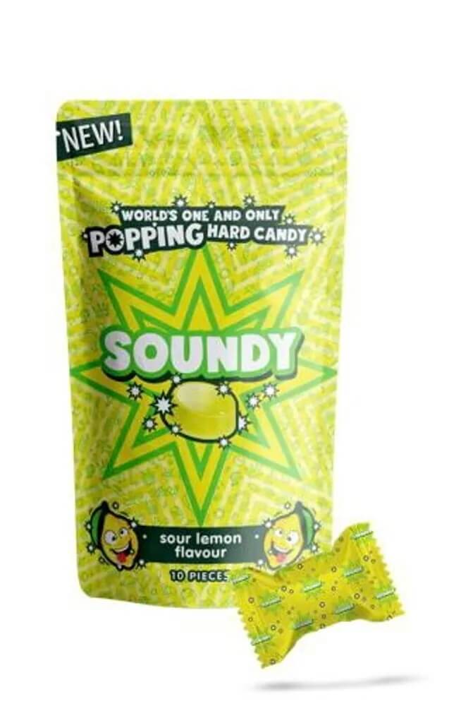 Kjøp Soundy Sour Lemon Popping Hard Candy 30g hos Coopers Candy ...